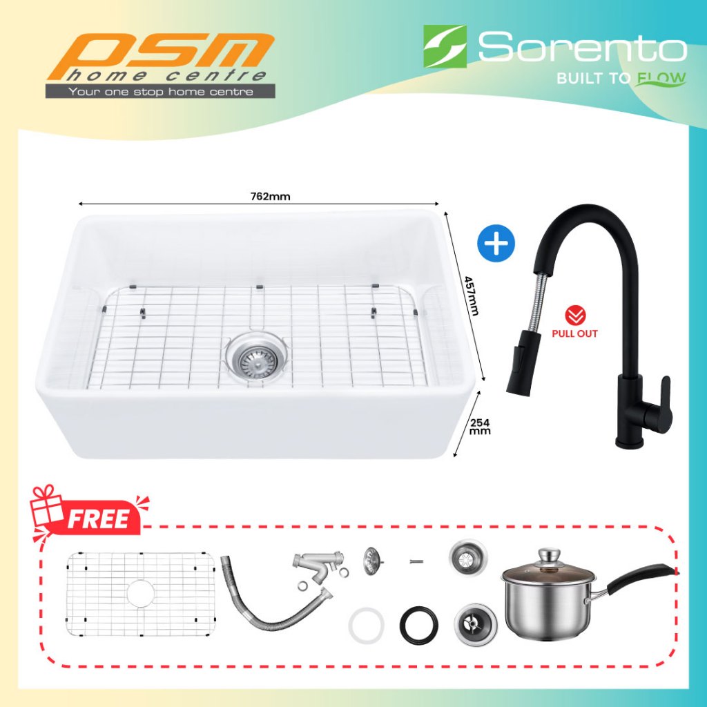 Sorento Ceramic Material Semi Recessed Under Mounted Kitchen Sink ...