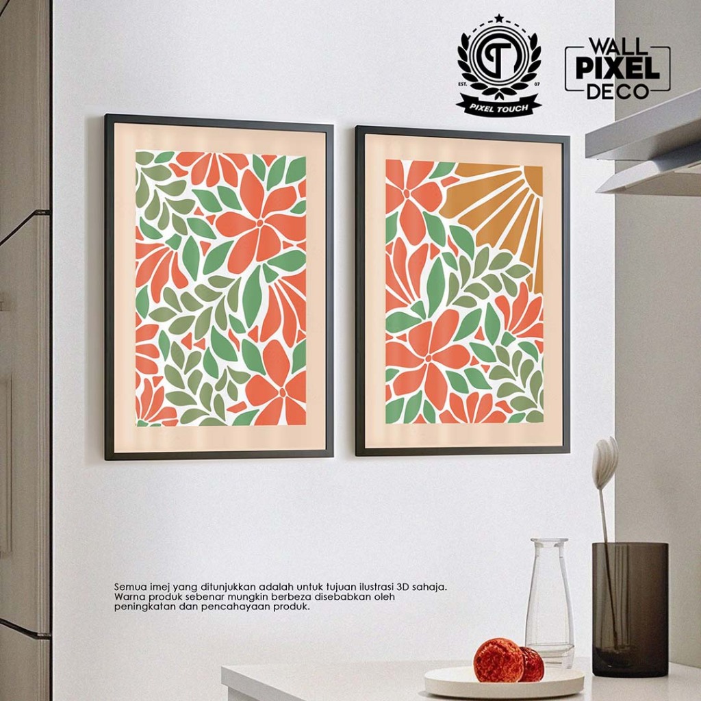 Frame Minimalist Aesthetic leaves Seni Hiasan Dinding Bilik Ruang Tamu ...