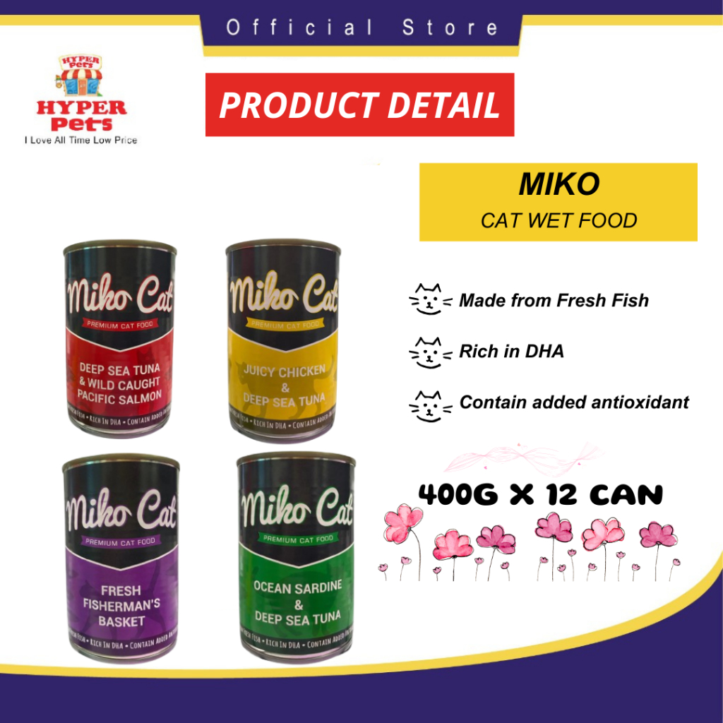 (400g x 12 Can) MIKO CAT CAN WET FOOD 400g l Cat Wet Food Cat Snack ...