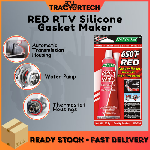 TractorTech | HARDEX RS-650 Red RTV Silicone Gasket Maker (82.5g ...