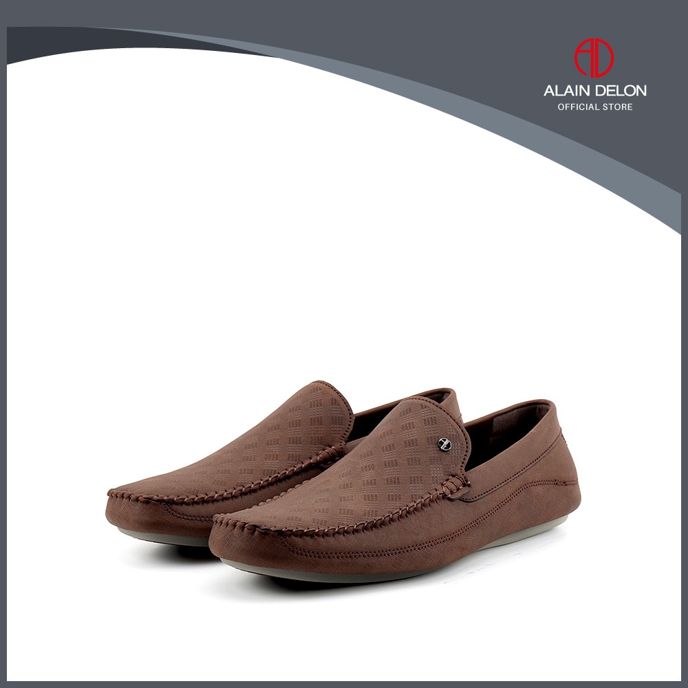 ALAIN DELON Men's PU Moccasins Shoes -Coffee 272406-MU1SV-33P | Shopee ...