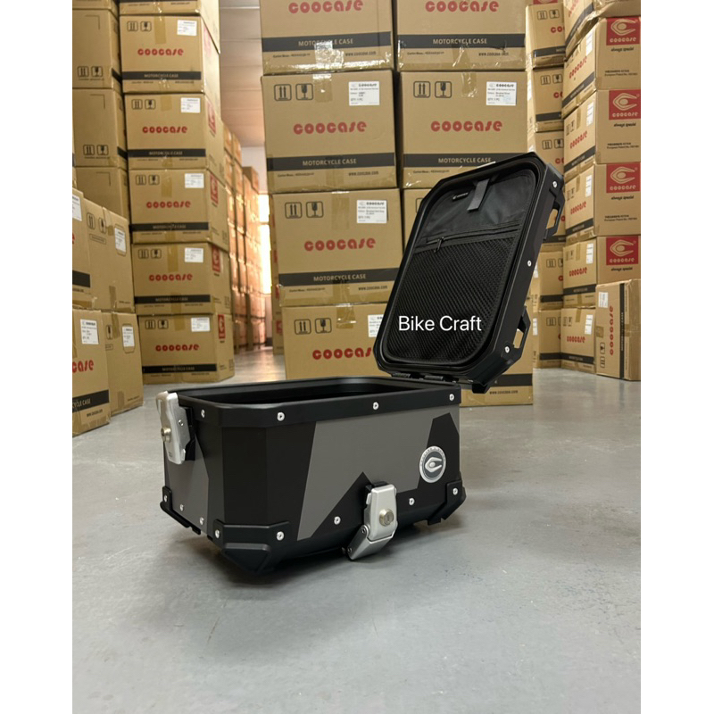 30L Coocase Aluminium Geometry Black Grey Topbox (Side Open) | Shopee Malaysia