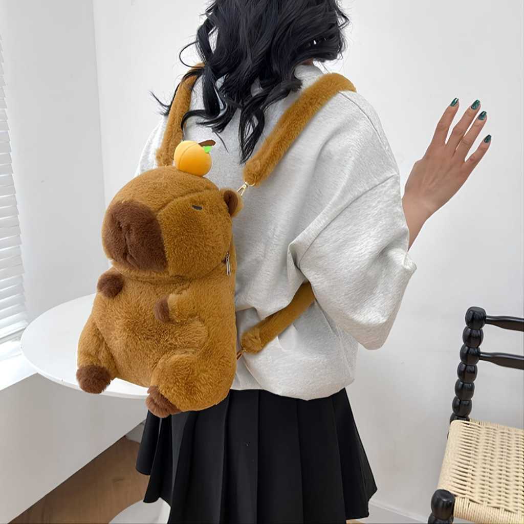 Capybara Plush Backpack Children Capybara Backpack Cute Cartoon Student ...