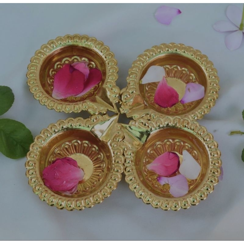 6pcs set Gold Diya Traditional Indian Oil Lamp, Brass Diya for Pooja ...