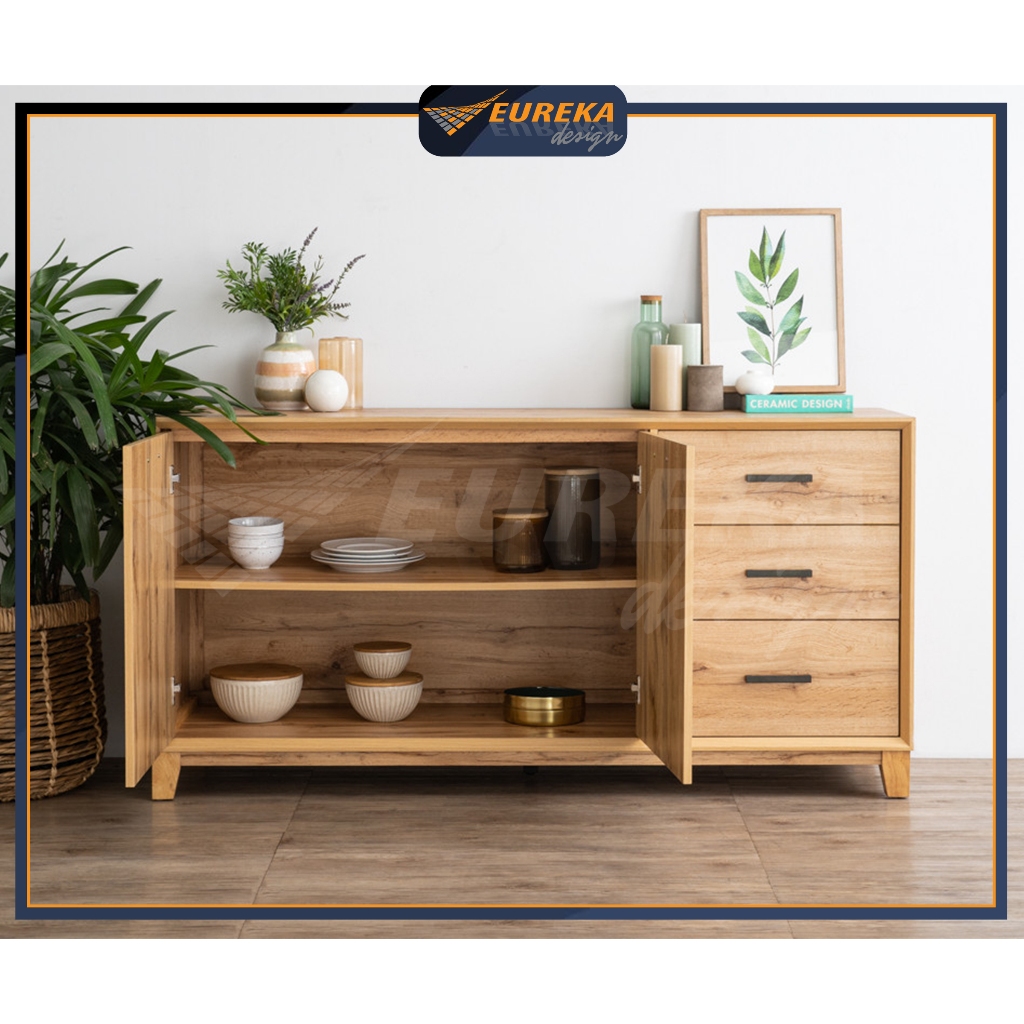 5.5ft Sideboard Hall Cabinet Storage Modern Wood / Almari Kabinet ...