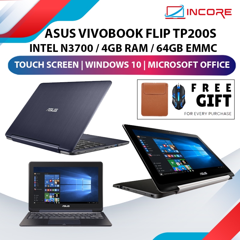 Asus VivoBook Flip TP200S Touch - Intel Quad Core N3700 / 4GB RAM ...
