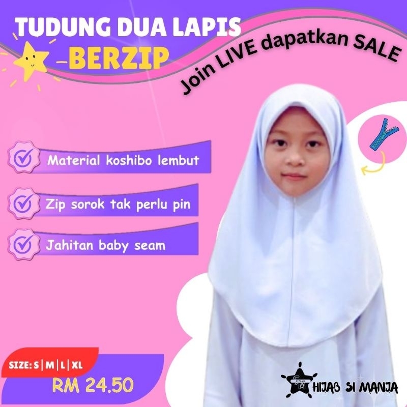 tudung sekolah 2 lapis berzip by Hijab Si Manja | Shopee Malaysia