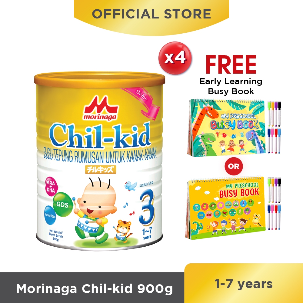 Morinaga Chil-kid (900g x 4 Tins) [Free 1 Early Learning Busy Book] (EXP:09/2025) | Shopee Malaysia
