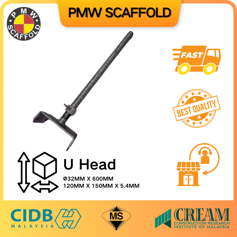 New Unit 600mm/U-Head/U 型顶托/Scaffold/Staging/Perancah/CIDB MS 1462-1 ...