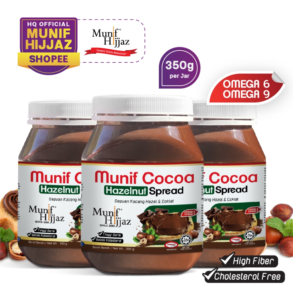SET COMBO 3X MUNF COCOA HAZELNUT SPREAD (350G) - sapuan kacang hazel ...