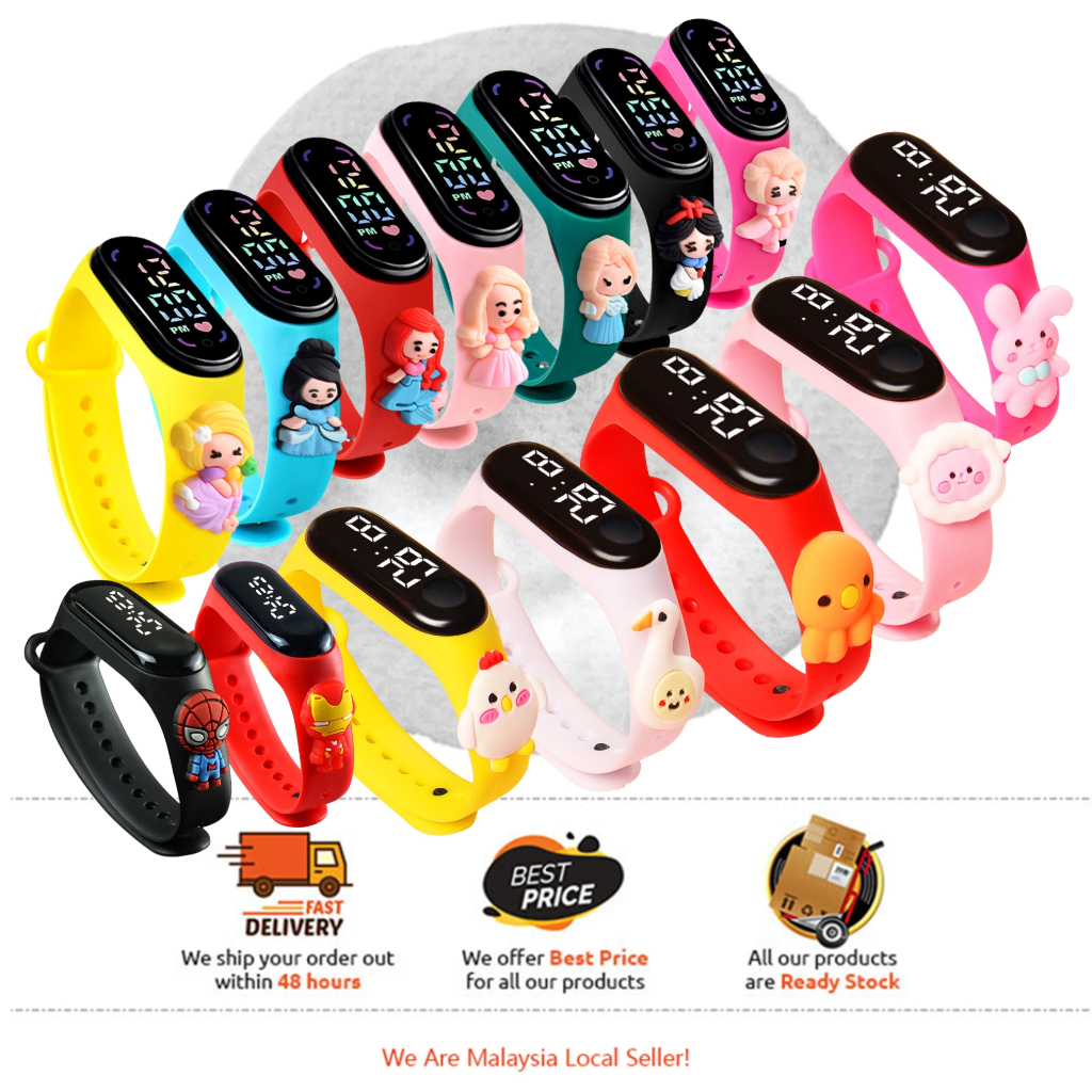 Digital Watches Kids Jam Tangan Budak Cute Cartoon Watch Silicone ...