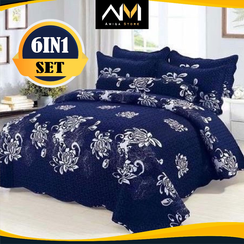 Premium Cadar Patchwork 6IN1 King Size (250x270CM) Large Size Bedding ...