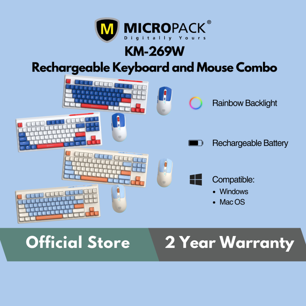 Micropack Lifestyle 2.4G Wireless Rechargeable Keyboard And Mouse Combo ...