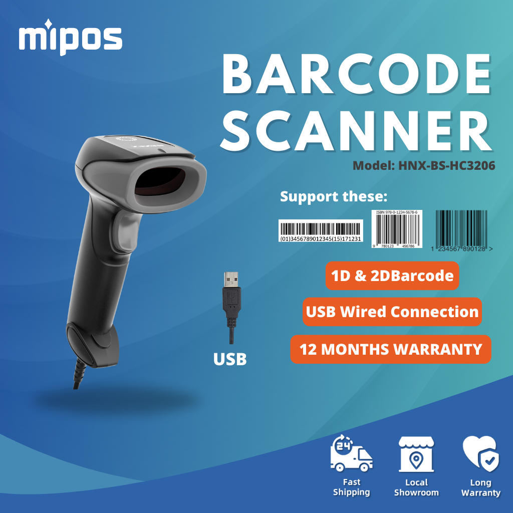 HENEX HC-3206 1D & 2D Desktop Barcode Scanner USB Wired | USB Scan Inventory Stock POS System ...