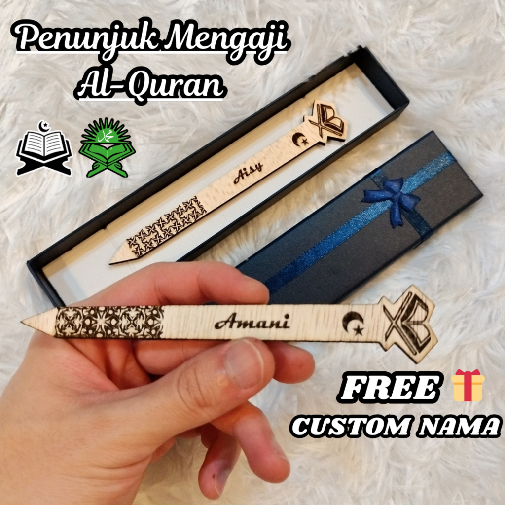 Penunjuk Al-Quran Custom Ukir Nama Jawi & Rumi Penanda Mengaji Buku ...