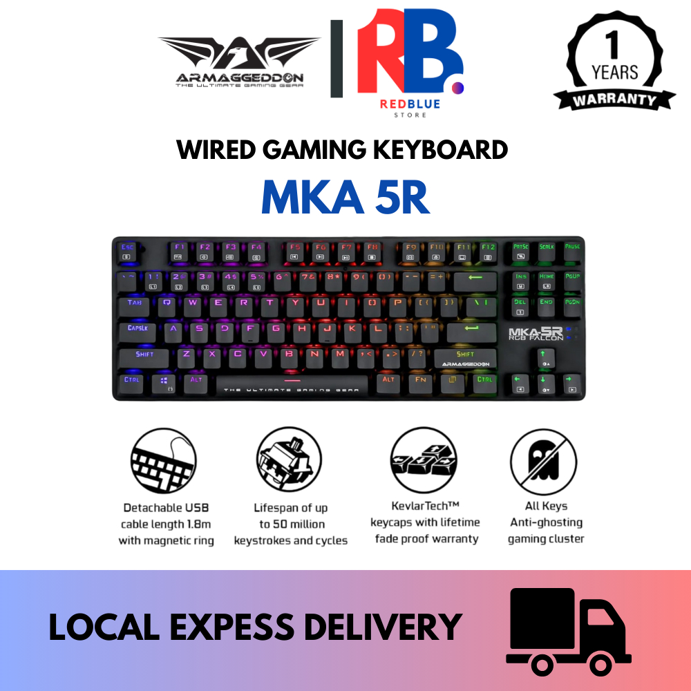 Armaggeddon MKA-5R Blue Switch Mechanical Keyboard | 87 Key | Individually Customizable Keys ...