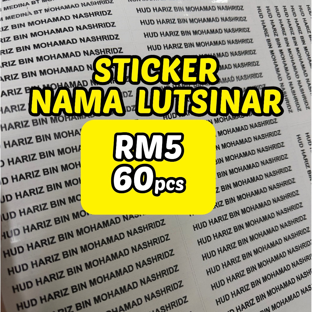 FAST SHIPPING Sticker Nama Transparent 60pcs | Shopee Malaysia