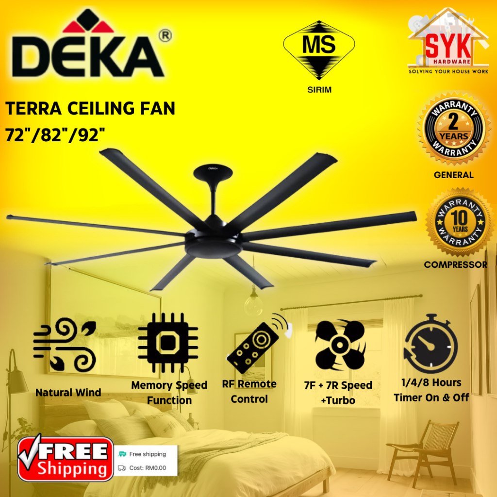 SYK Free Shipping Deka Terra 72 Inch 82 Inch 92 Inch Ceiling Fan DC ...