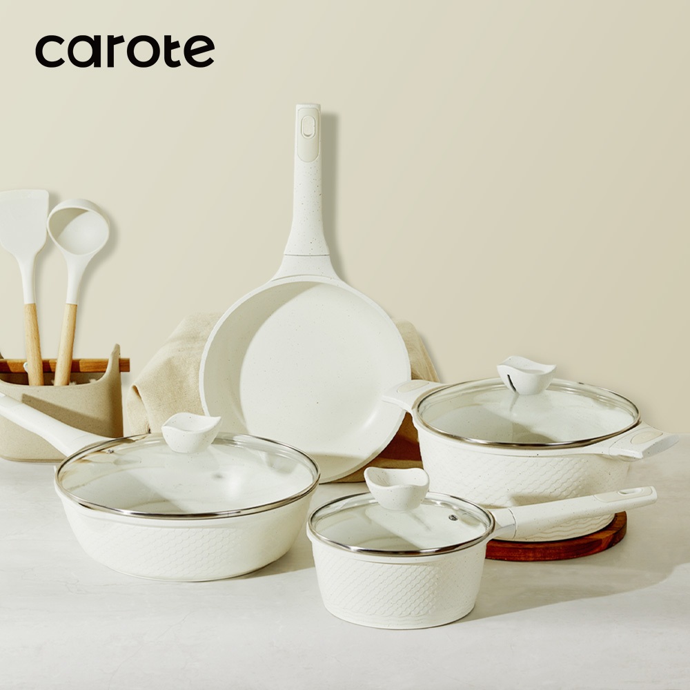 CAROTE 7 PCS Kitchen Cookware Set Non-Stick Granite Coating Suitable ...