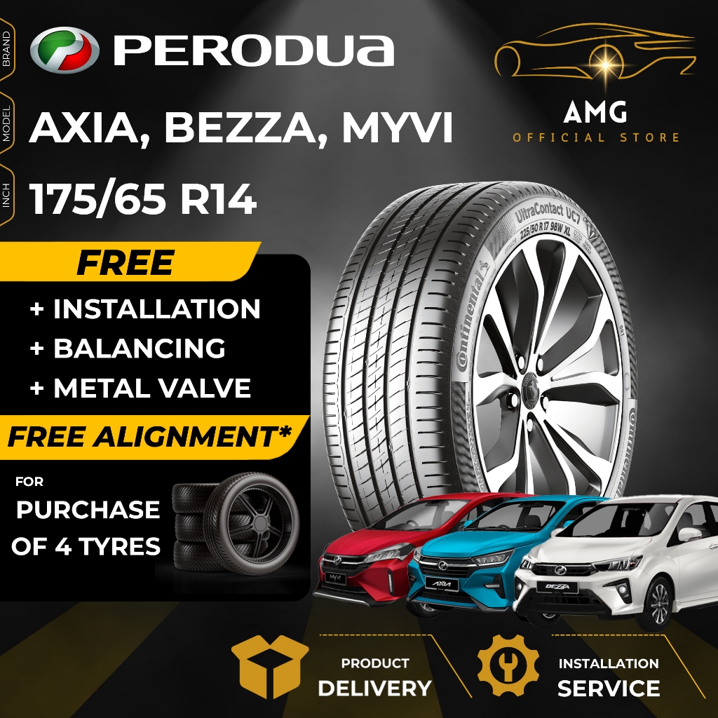 PERODUA AXIA BEZZA MYVI 175/65R14 Tayar Kereta Car Tyre (FREE INSTALLATION/DELIVERY) Continental ...
