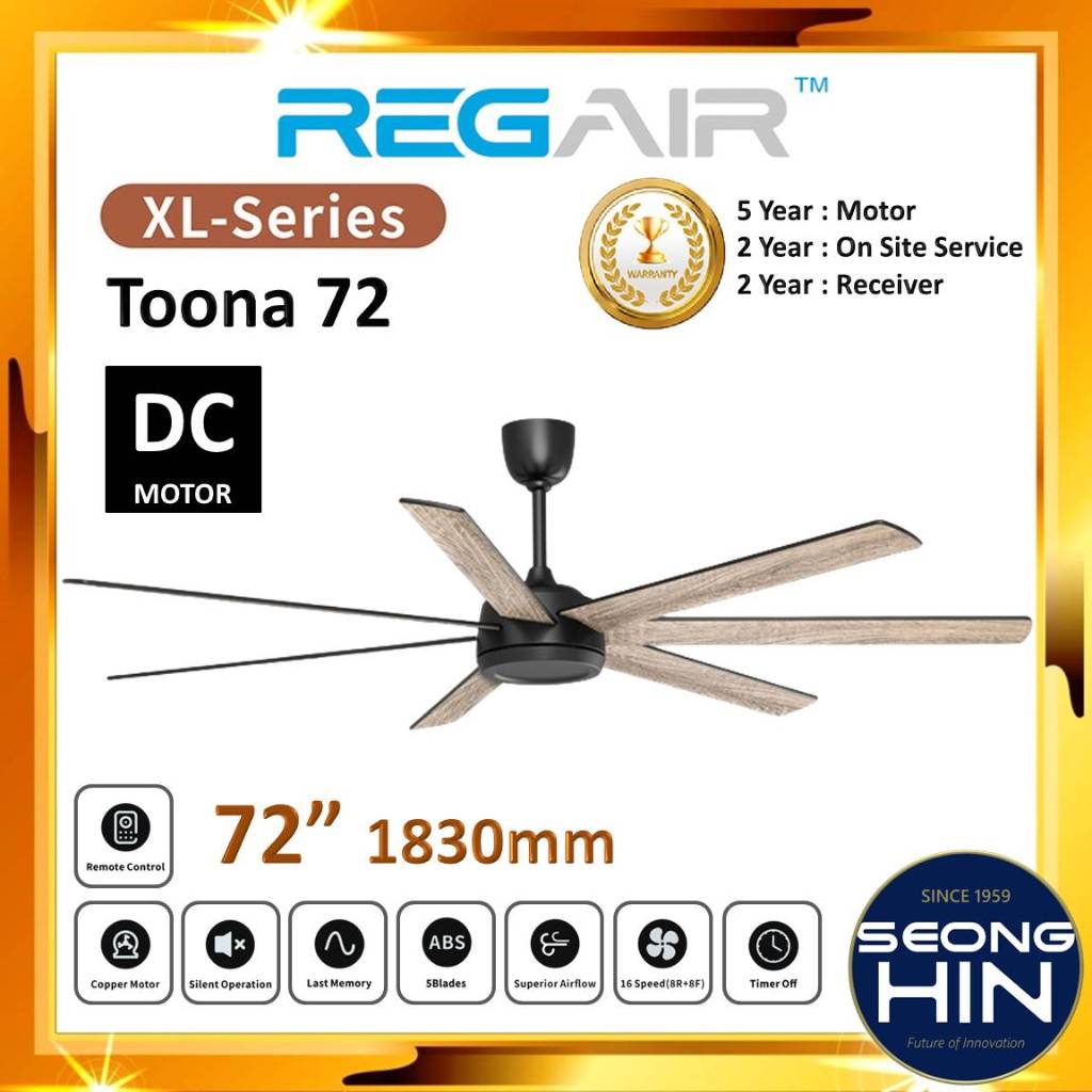 Regair 72" Big Ceiling Fan Toona 72 DC Motor 7 Blade / Kipas Siling ...