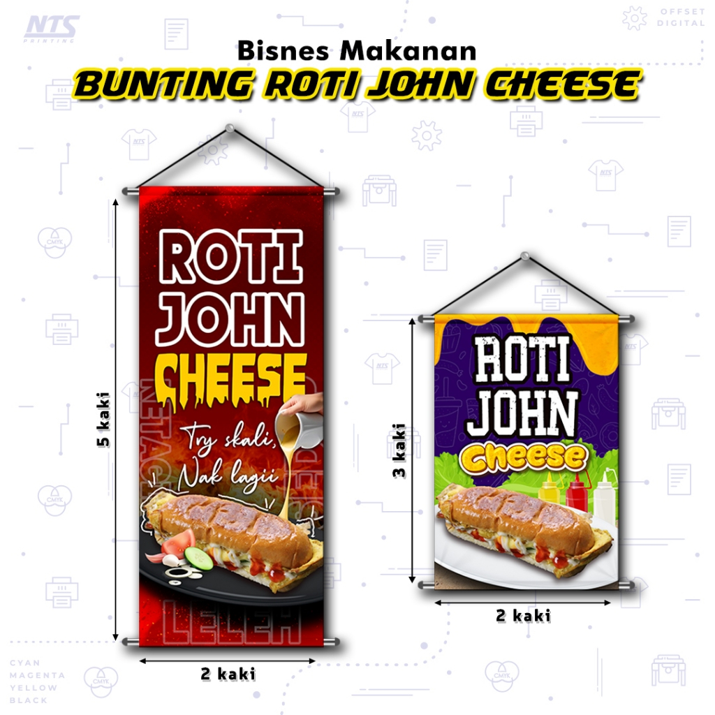 🔥READY DESIGN🔥 Bunting Roti John Cheese - Tebal / Kalis Air / Lasak ...