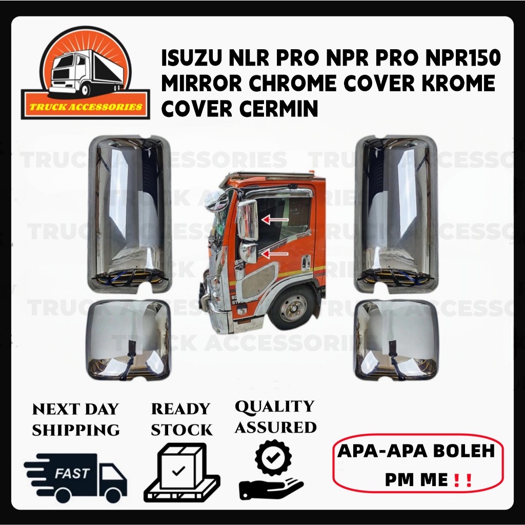 ISUZU NLR PRO NPR PRO NPR150 MIRROR CHROME COVER KROME COVER CERMIN ...