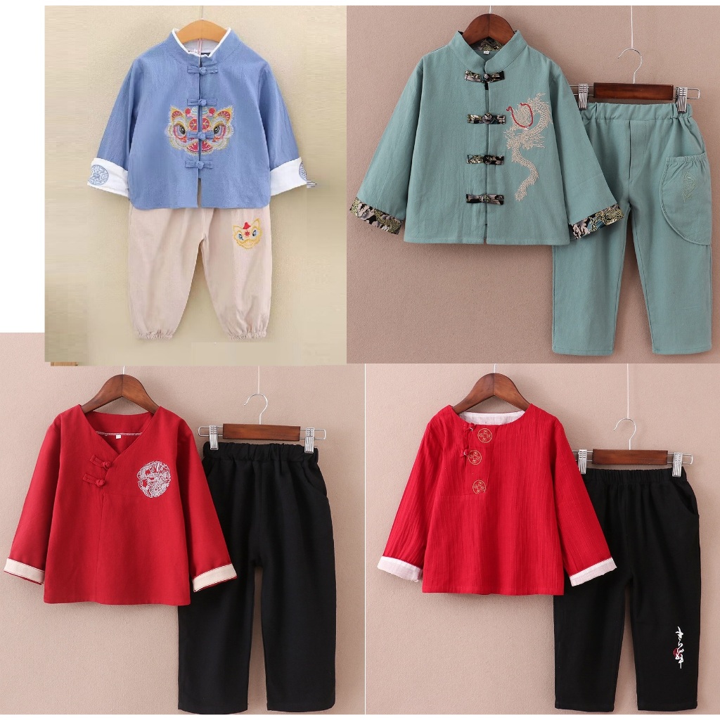 Boy Tang Suit Long Sleeve CNY Boy Suit Set Kid Cheongsam Boy Samfu ...