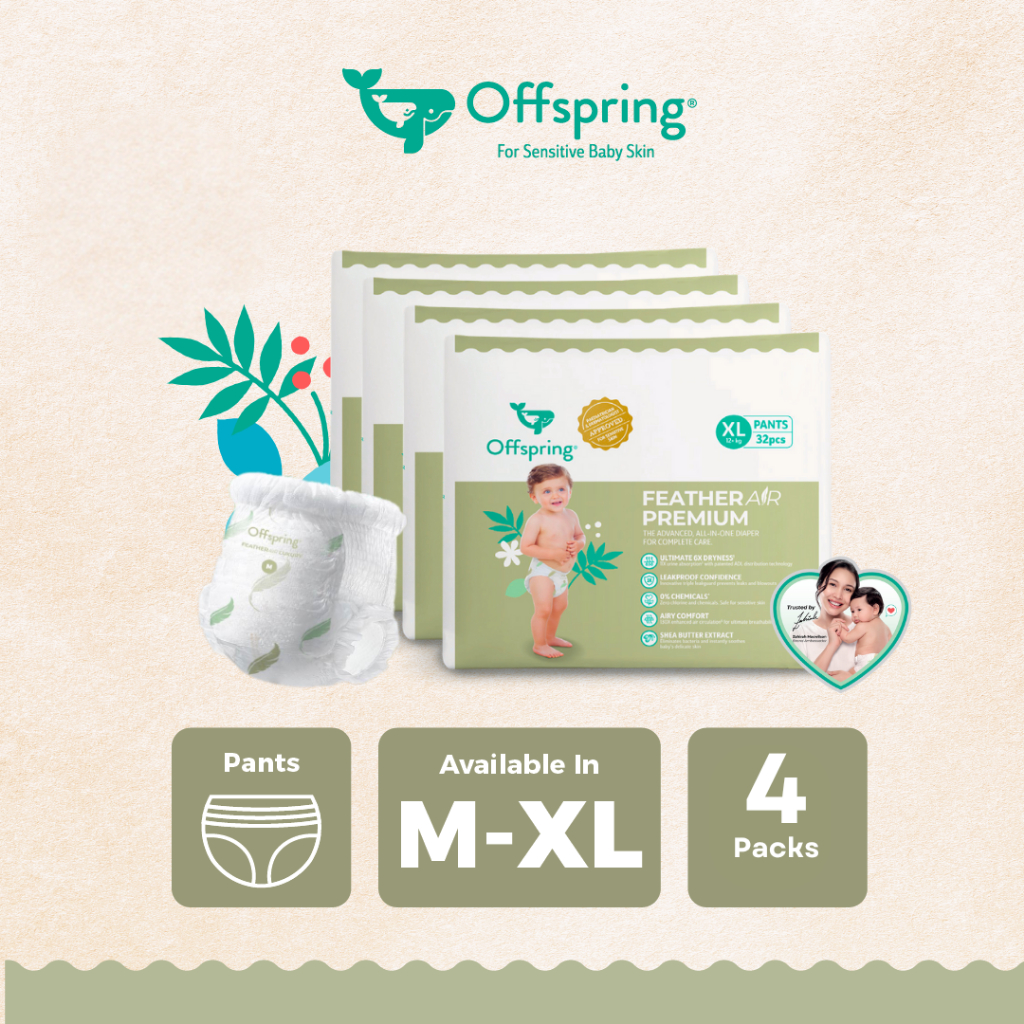 Offspring FeatherAir Premium Baby Diapers Pants M176/L152/XL128 [4 ...