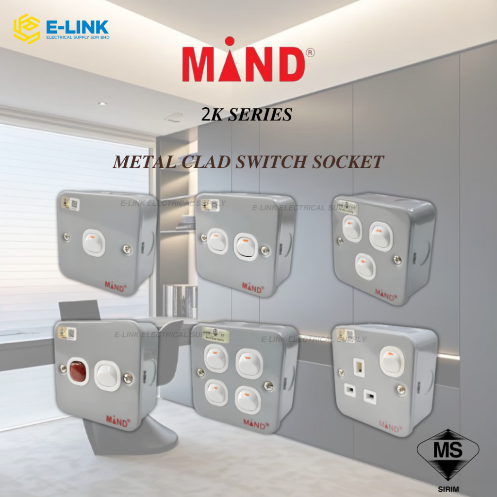 [SIRIM] MIND Metal Clad Switch Socket ,1G 2G 3G 4G 13A 15A 开关插座 ...
