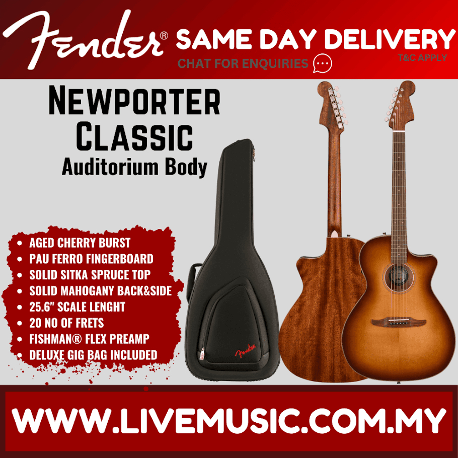 Fender California Newporter Classic Acoustic Guitar w/Bag, PF FB, Aged ...