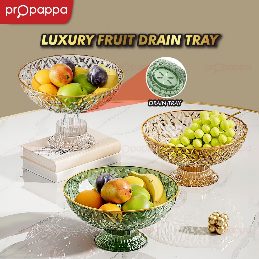 Propappa Luxury Fruit Tray with Drain Multipurpose Decorative Round ...