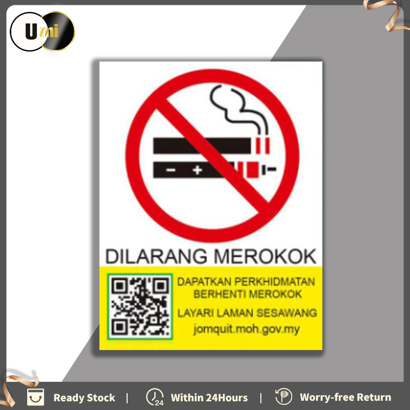 2025 No Smoking Sign No Vaping Amaran Papan Tanda Waterproof Self ...