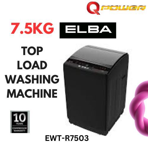Elba 7.5KG /8.5KG /10.5KG/ 12.5KG Top Loading Fully Automatic Washing Machine - EWT-R7503(BK ...