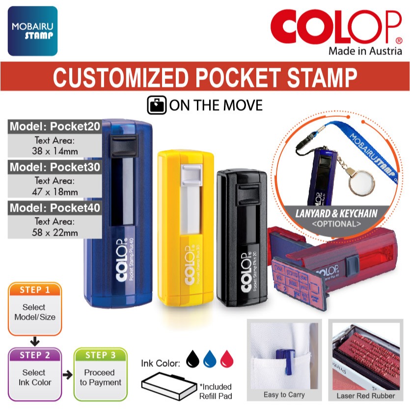 *POS SAME DAY* COLOP Pocket Plus Rubber Stamps - Pocket Plus 20, 30 ...