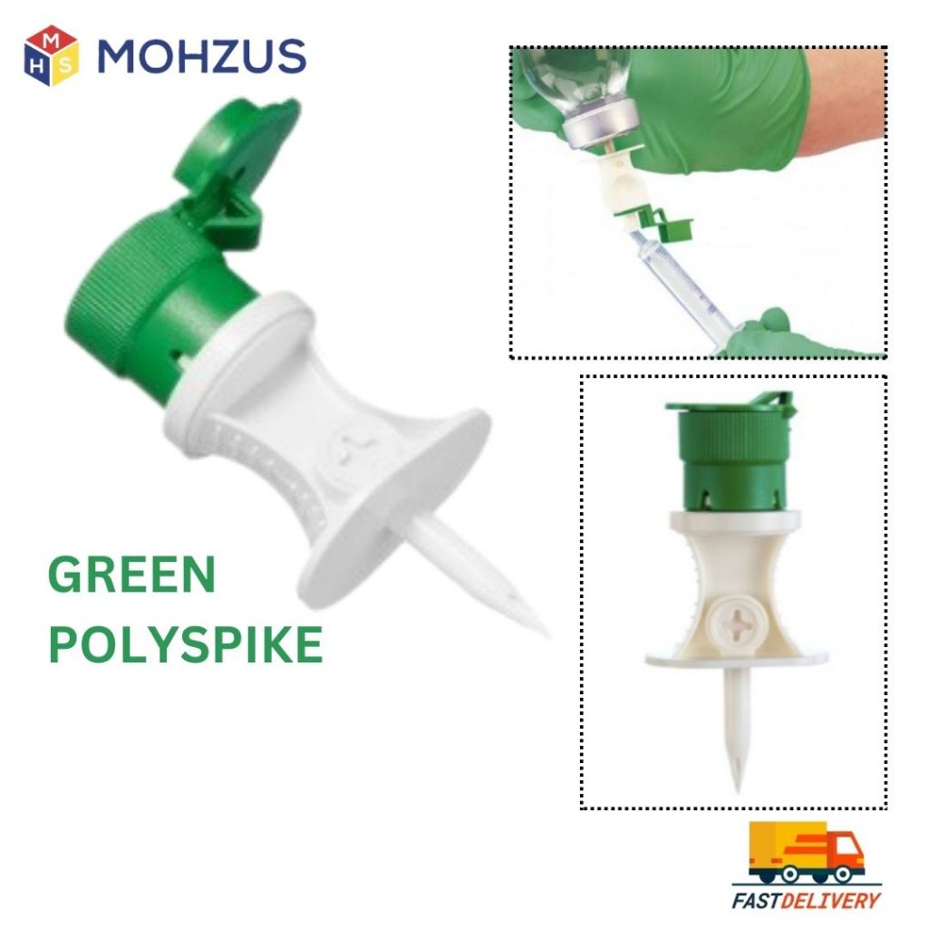 VIAL ACCESS POLYSPIKE DISPENSING SPIKE WITH SAFETY VALVE - GREEN (1PC ...