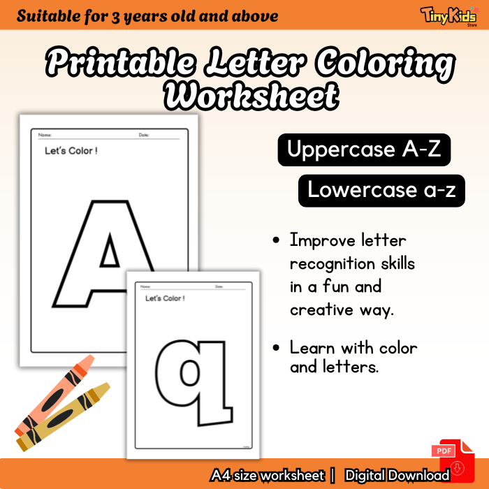 C004 PDF Digital Printable Letter Uppercase Lowercase Coloring ...