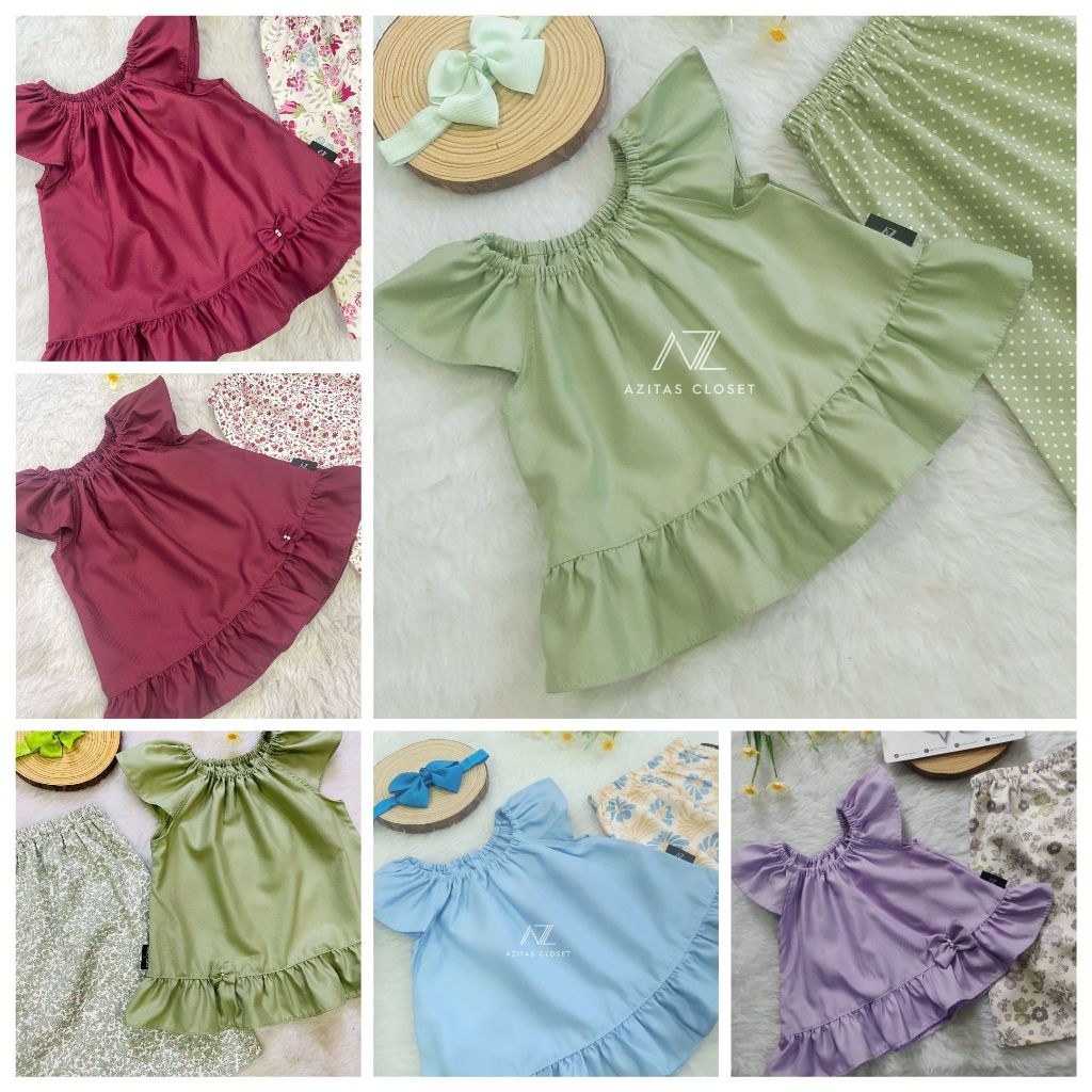 KURUNG DAHLIA (PEASANT RUFFLE) LENGAN BUTTERFLY/ BAJU RAYA BUDAK/ BAJU ...