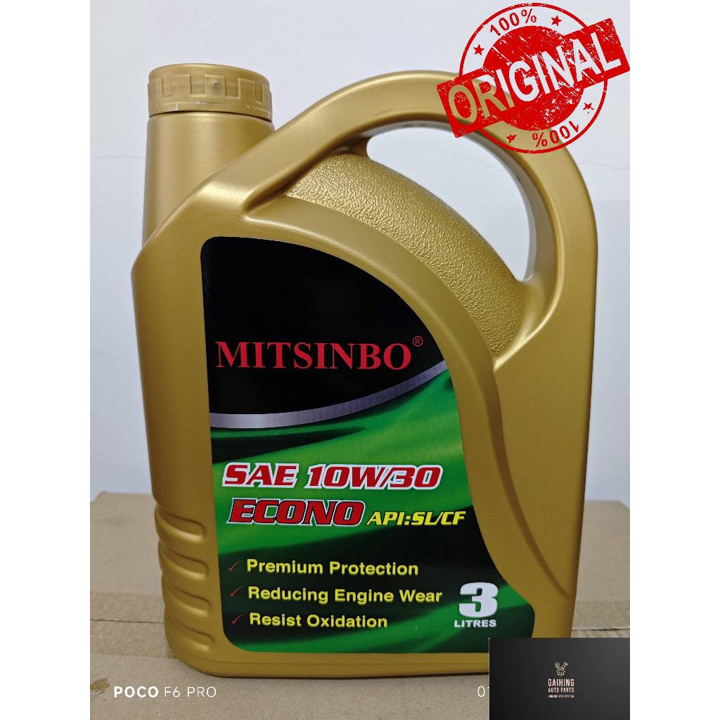 Mitsinbo engine oil 10w30 3L - kancil viva kenari kelisa 10w30 3L ...