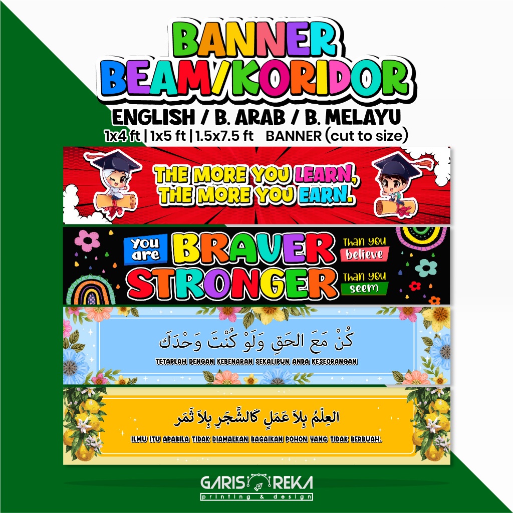 BANNER BEAM. BAHASA ARAB. BAHASA MELAYU. ENGLISH. Saiz 1x4kaki/1x5kaki ...