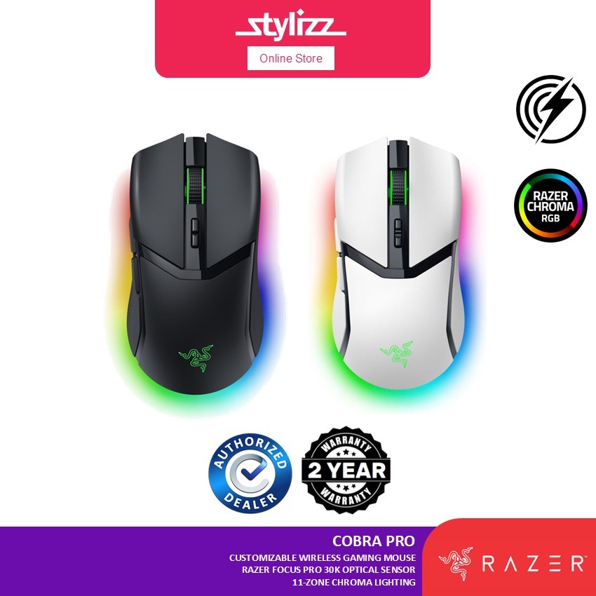 RAZER COBRA PRO CUSTOMIZABLE WIRELESS GAMING MOUSE - FOCUS PRO 30K ...