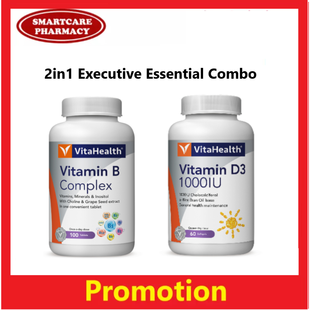 2in1 Executive Essential Combo ( Vitahealth B Complex 100's + Vitahealth Vitamin D3 60's ...