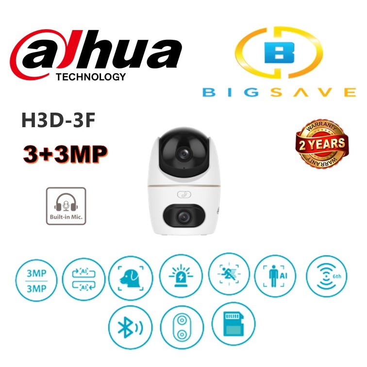 DAHUA 3+3MP H3D-3F INDOOR WI-FI DUAL-LENS PAN & TILT CAMERA | Shopee ...