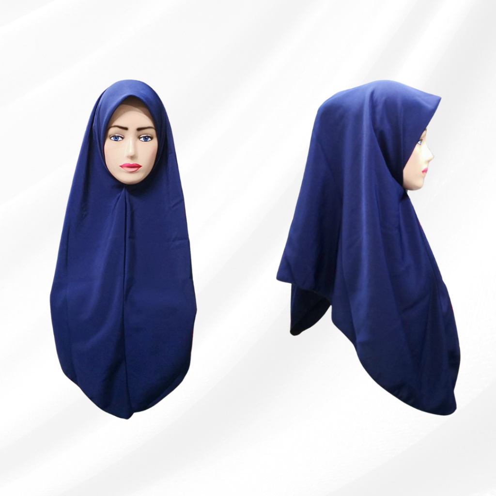 TUDUNG SEKOLAH BIRU GELAP MATERIAL KAIN LICIN JENIS DUA LAPIS READY ...