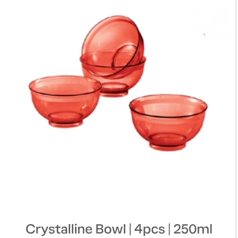 Tupperware Crystalline Bowl 250ml (4) with/without Crystalline Spoon(4 ...