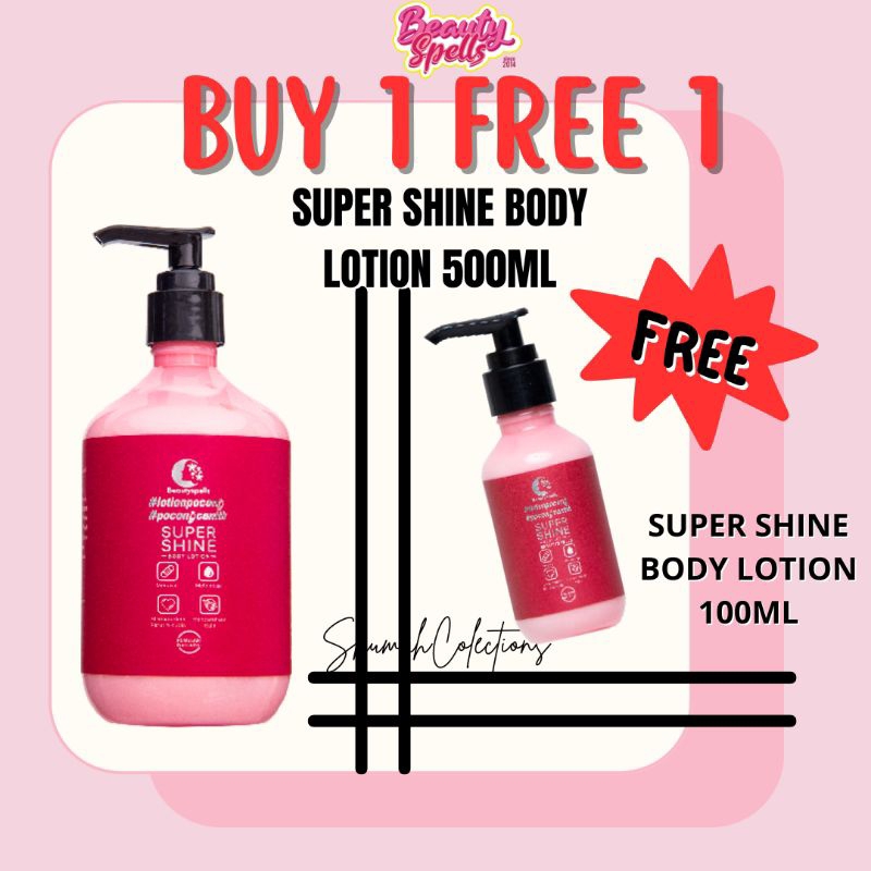 SUPER SHINE BODY LOTION 500ML FREE 100ML baiki kulit kusam super shine ...
