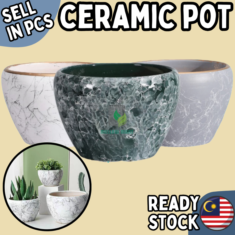 MELLOWMART Apple Porcelain Ceramic Large Big Planter Flower Pot Home ...