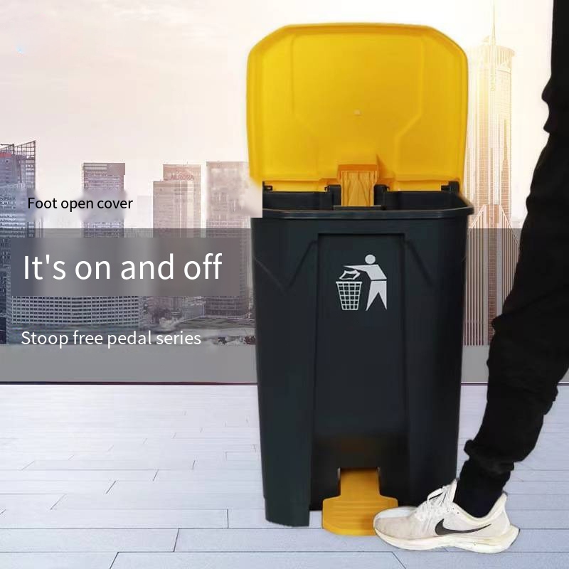 Heavy Duty Plastic Trash Bin 20L 30L 50L 80L100L with Step Foot Pedal ...