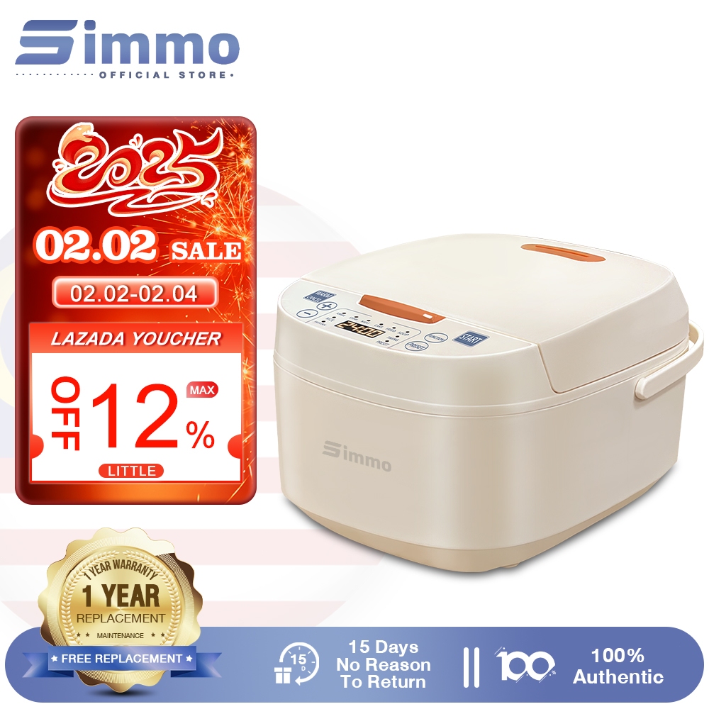 Simmo Rice Cooker 5L Smart Periuk Nasi Elektrik Non Stick Digital Low ...
