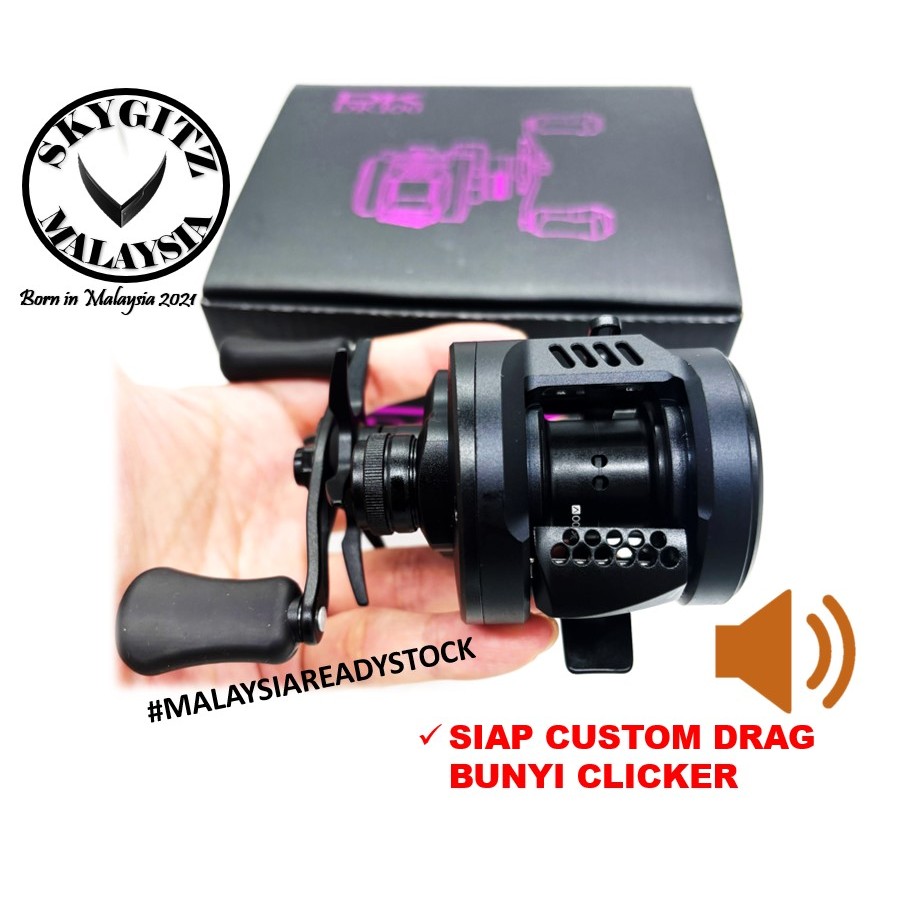 SKYGITZ MALAYSIA DK100 Micro Drum CQ BFS CNC METAL BODY Fishing CASTING Reel, BLACK SPECIAL ...